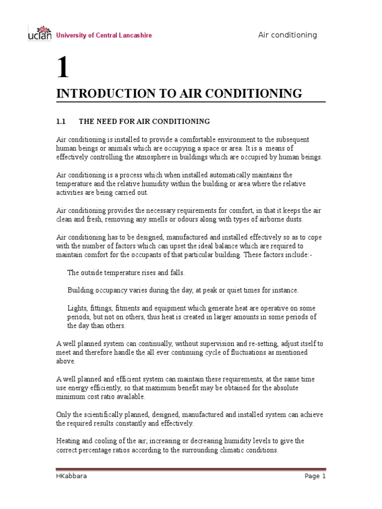 NT 3036 - Handout 1 - Introduction To Air Conditioning | PDF | Air ...
