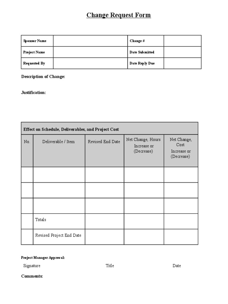 Change Request Form | PDF