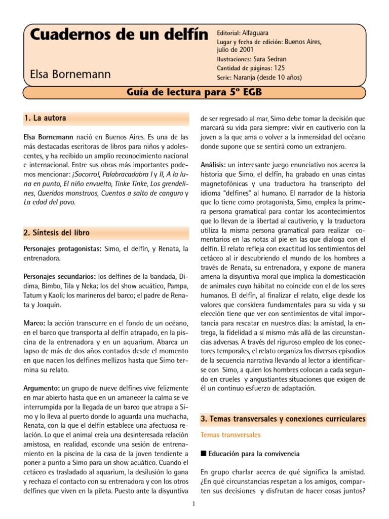 Guia Actividades Cuadernos Un Delfin PDF | PDF | Lectura (proceso ...