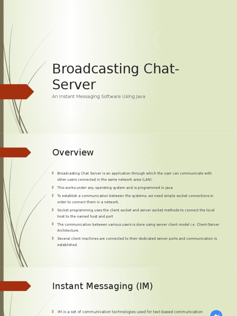 Broadcasting Chat Server | PDF | Client–Server Model | Instant Messaging