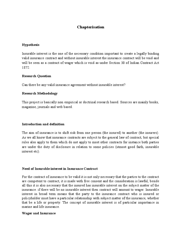 Chapterisation of Insurance | PDF | Insurance Policy | Insurance