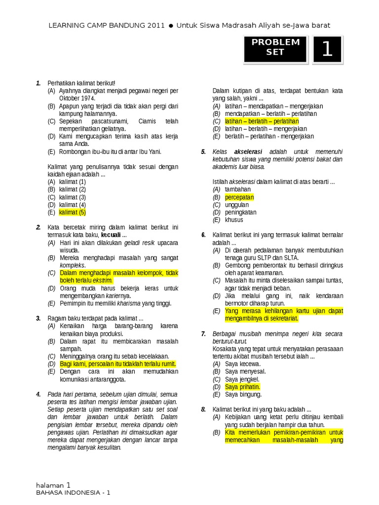 B Indonesia (Proset 1) | PDF