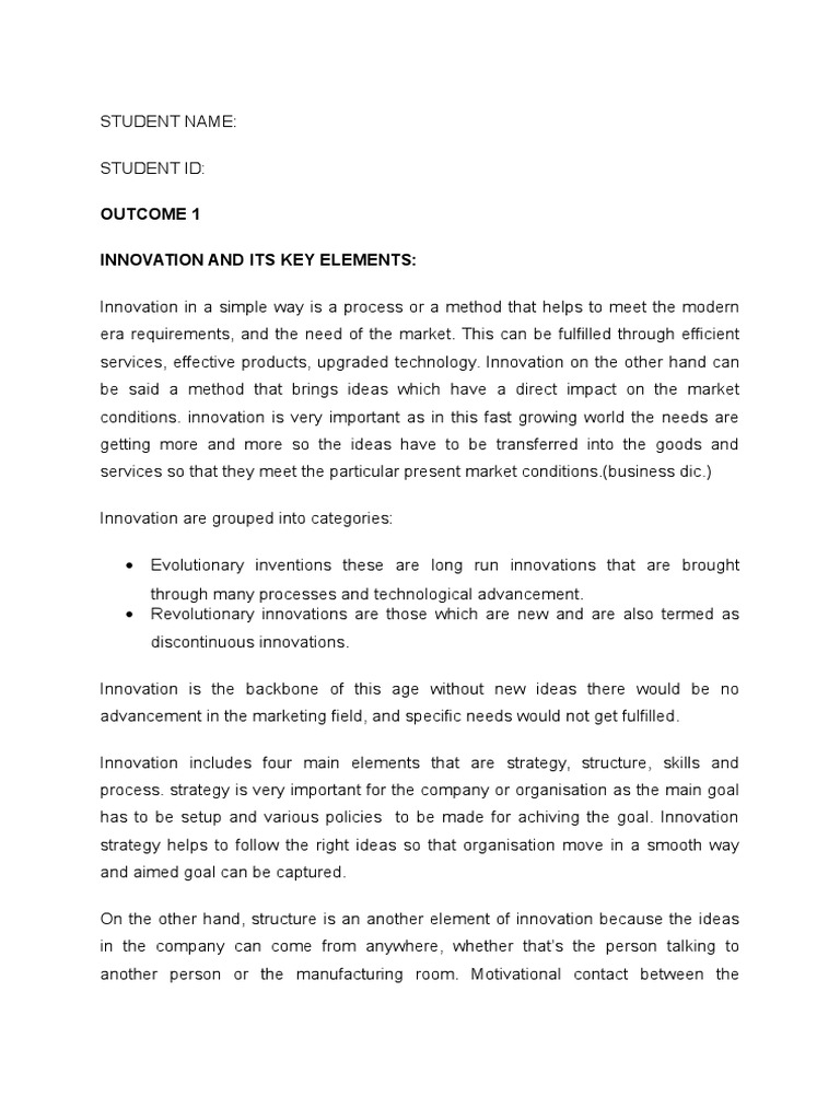 Assignment Innovation Business Model Innovation