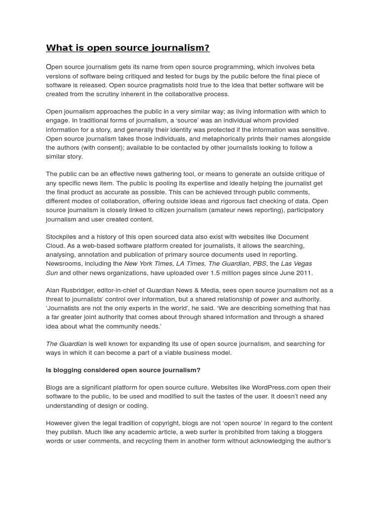 What Is Open Source Journalism | PDF | Blog | Journalism