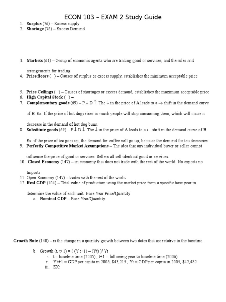 ECON 103 Exam 2 Study Guide | PDF | Supply (Economics) | Supply And Demand