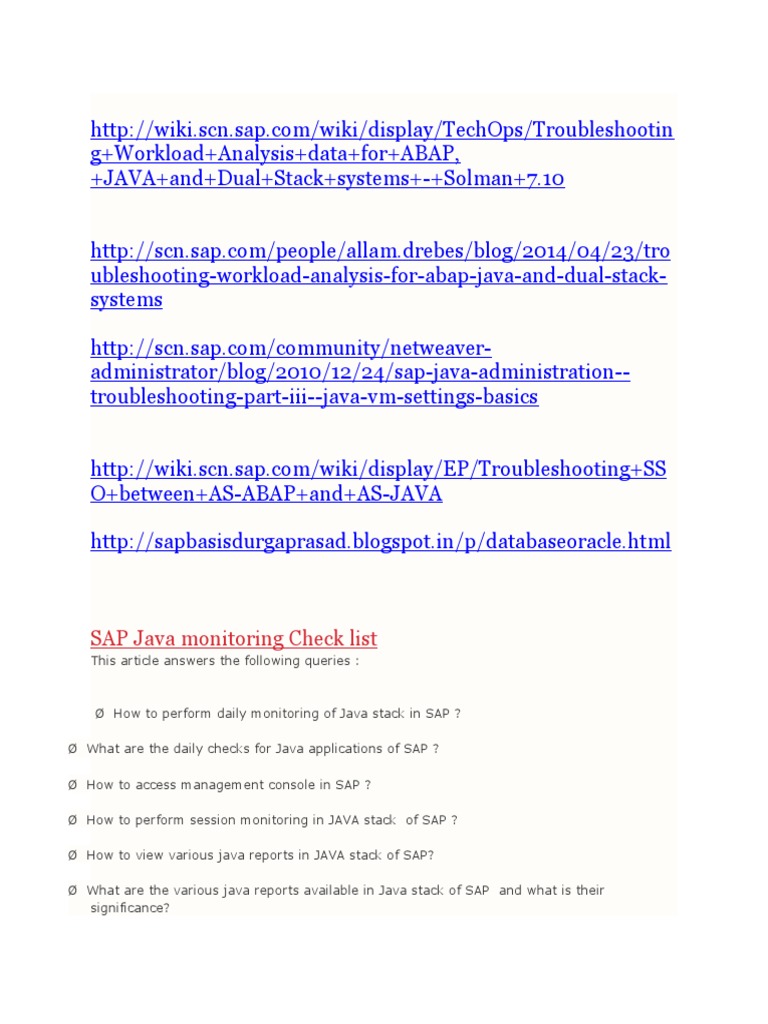 SAP Java Troubleshooting Monitoring | PDF | Java (Programming Language) | Command Line Interface