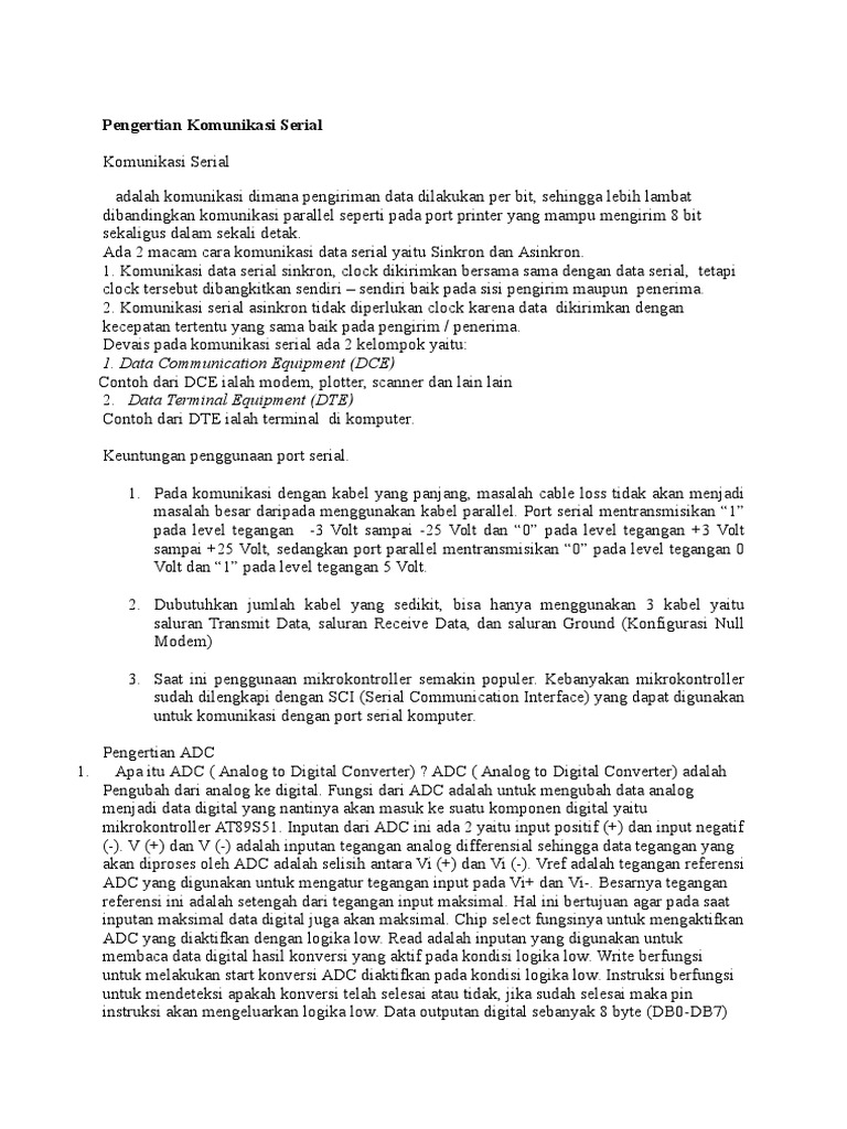 Pengertian Komunikasi Serial | PDF | Teknologi & Rekayasa