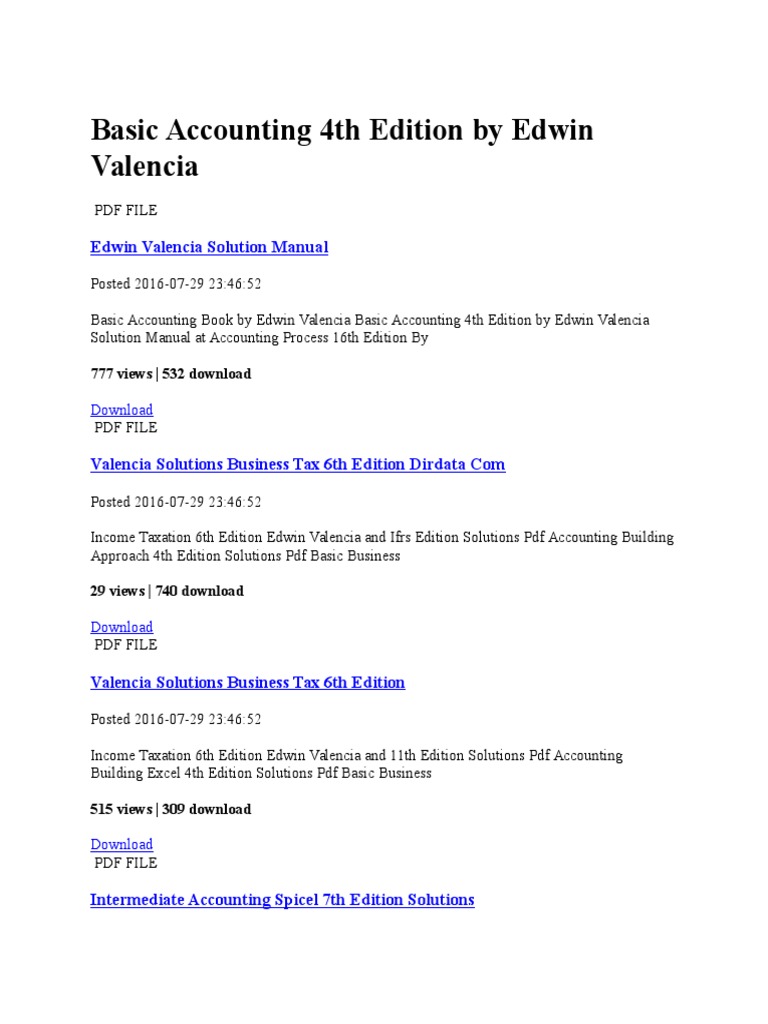 Basic Accounting 4th Edition by Edwin Valencia | PDF