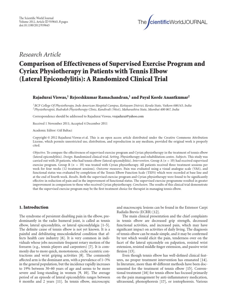 Effectiveness of Exercise and Cyriax Physiotherapy in Patients With ...