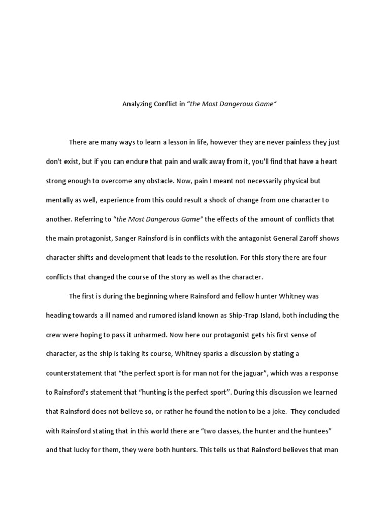 Analyzing Conflict in The Most Dangerous Game | PDF