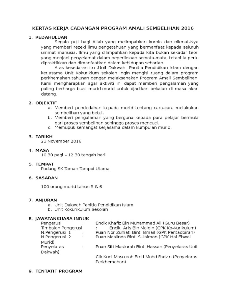 Kertas Kerja Sembelihan | PDF