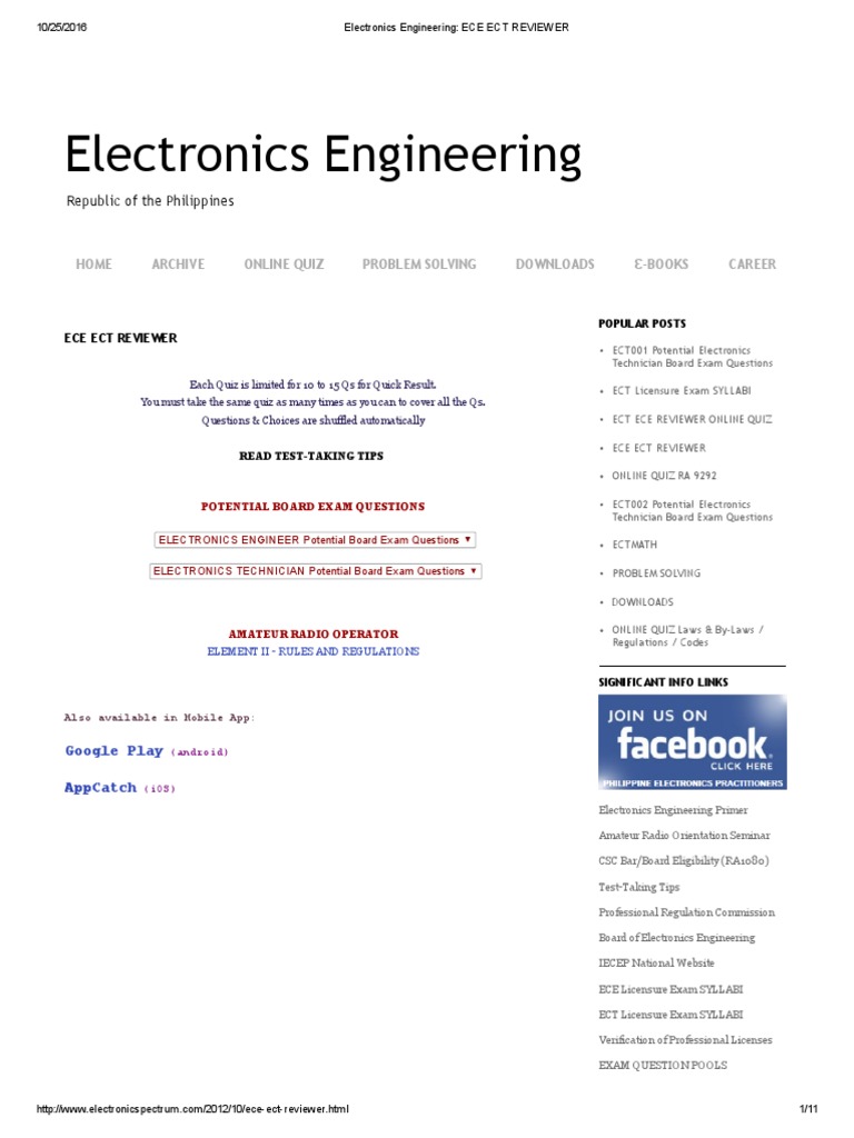 Electronics Engineering_ ECE ECT REVIEWER | Engineering | Science And Technology