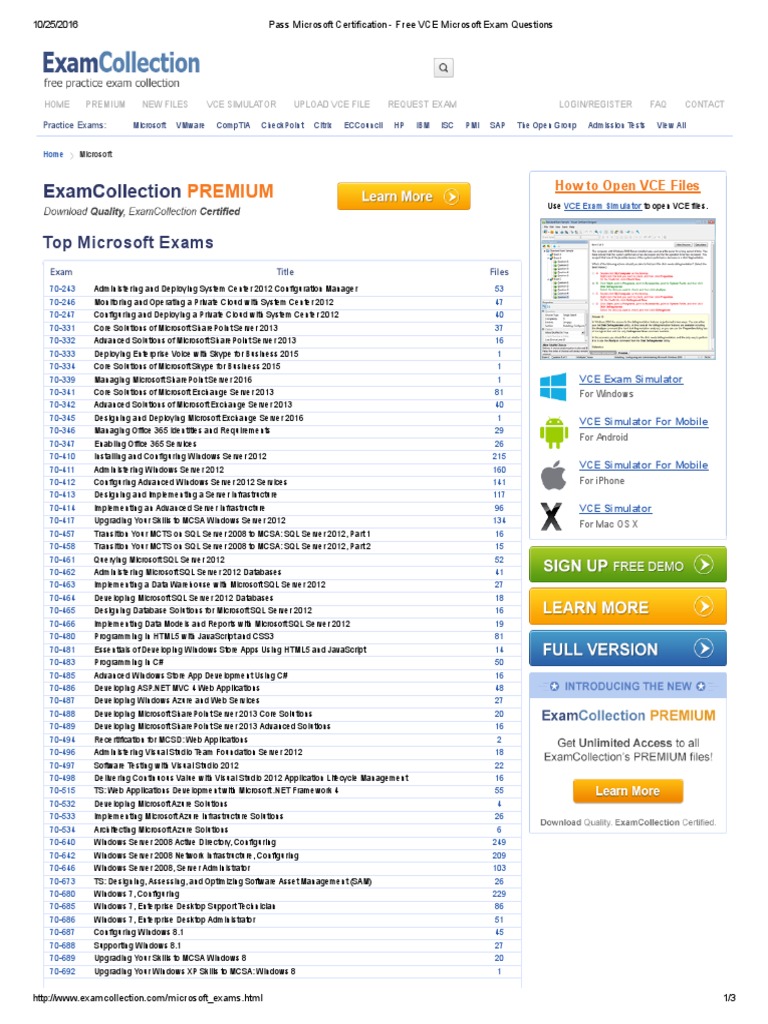 Pass Microsoft Certification - Free VCE Microsoft Exam Questions | PDF ...