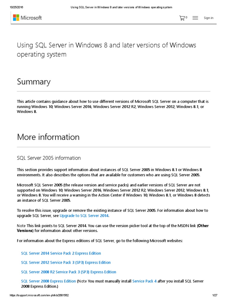 Using SQL Server in Windows 8 and Later Versions of Windows Operating ...