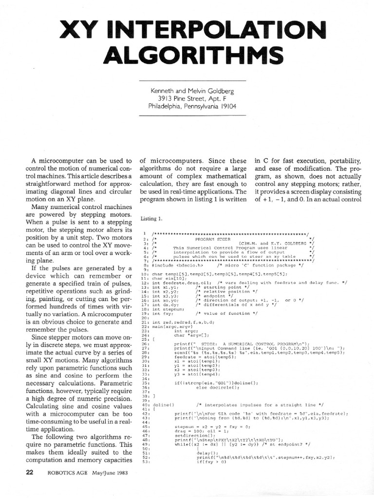 XY Interpolation Algorithms PDF | PDF | Numerical Control | Derivative