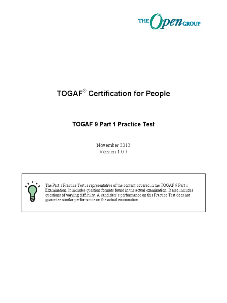 2 - TOGAF 9 Part 1 Practice Test - Nov2012 | PDF | Conceptual Model ...