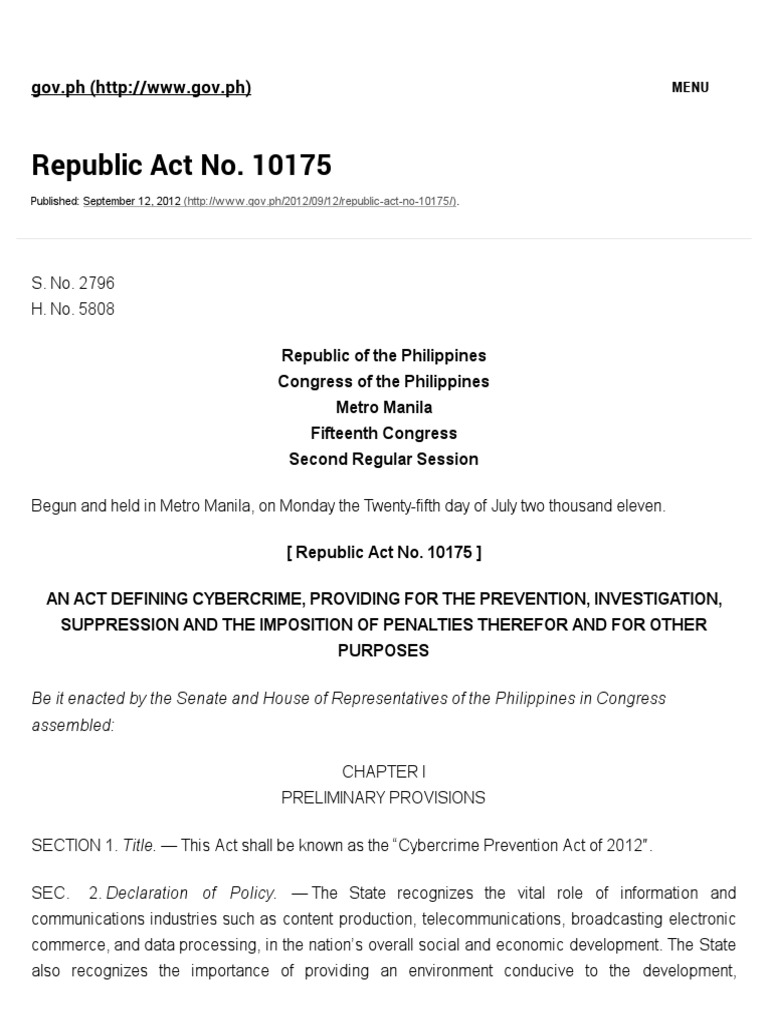 Republic Act No 10175 | PDF | Computer Security | Security