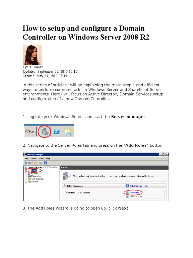 Setup Domain Controller Win Server 2008 | PDF | Ip Address | Active ...