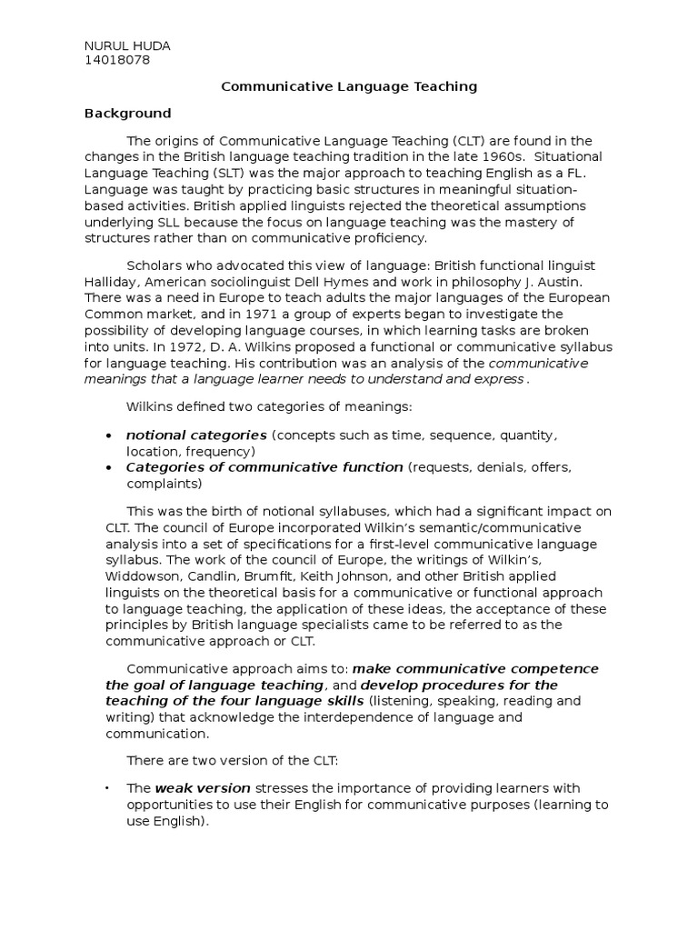 Overview of Communicative Language Teaching | PDF | Language Education ...