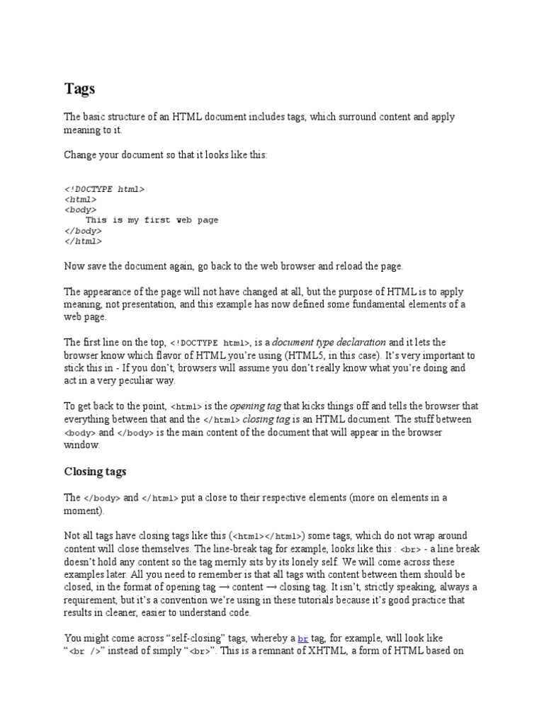 Closing Tags | PDF | Html Element | Html