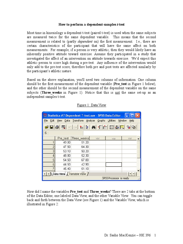 Dependent-Samples T-Test Guide | PDF | Student's T Test | Statistical ...