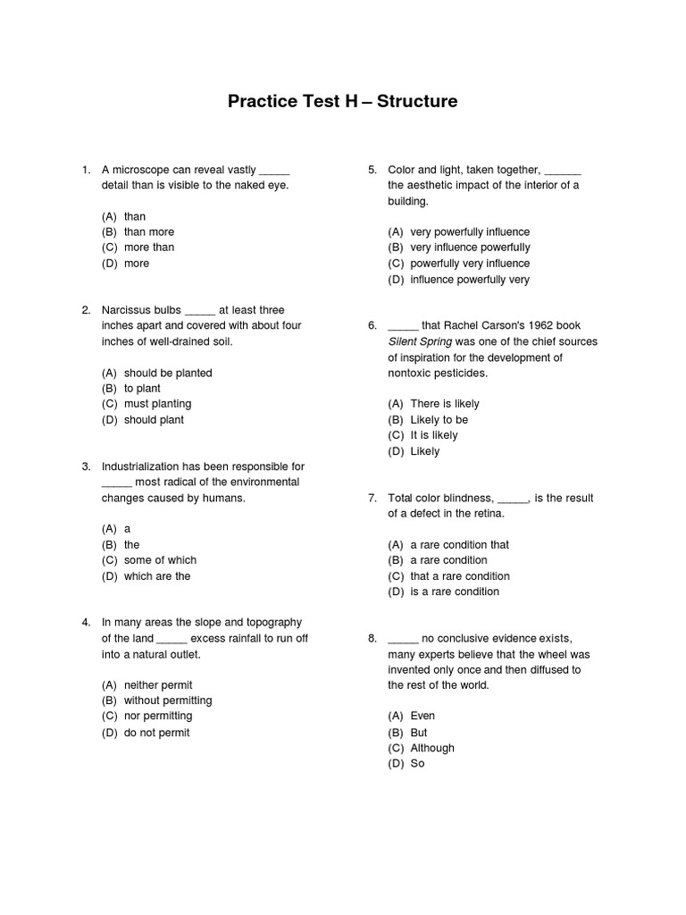 Practice Structure H PDF | PDF
