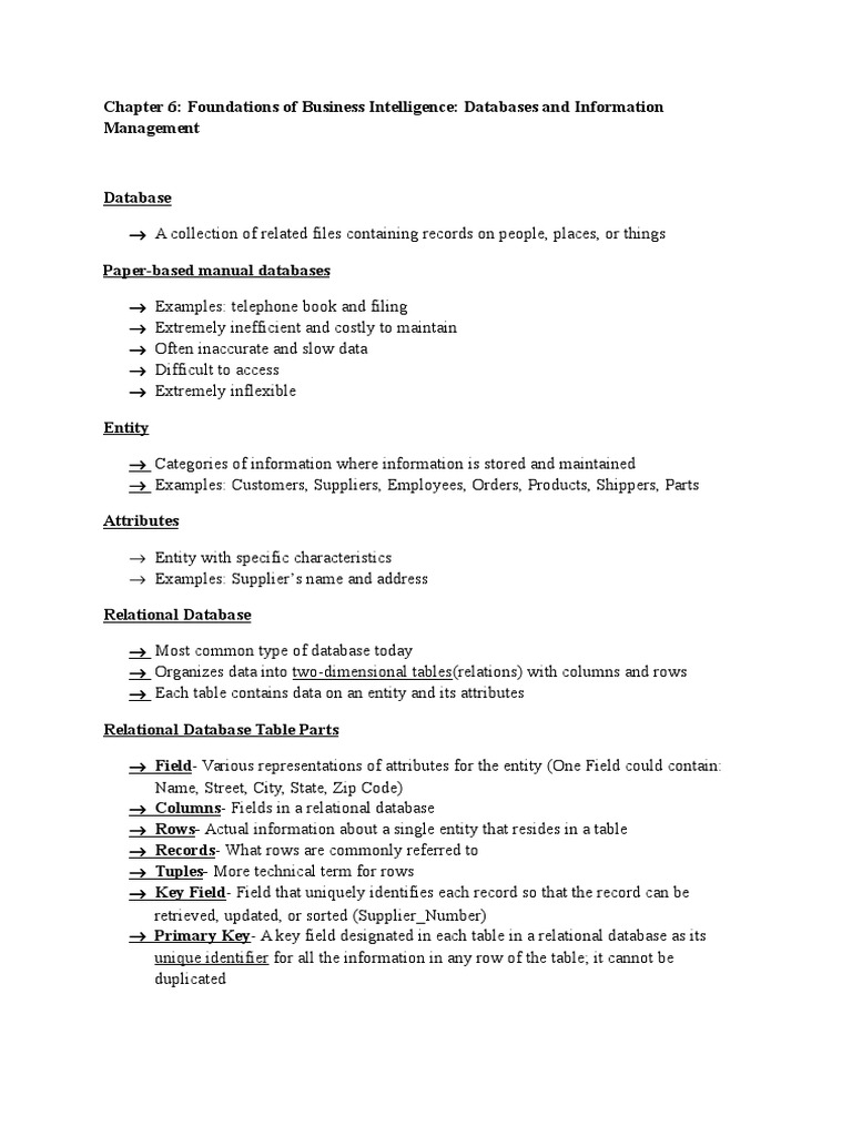 Chapter 6 Foundations of Business Intelligence Databases and ...