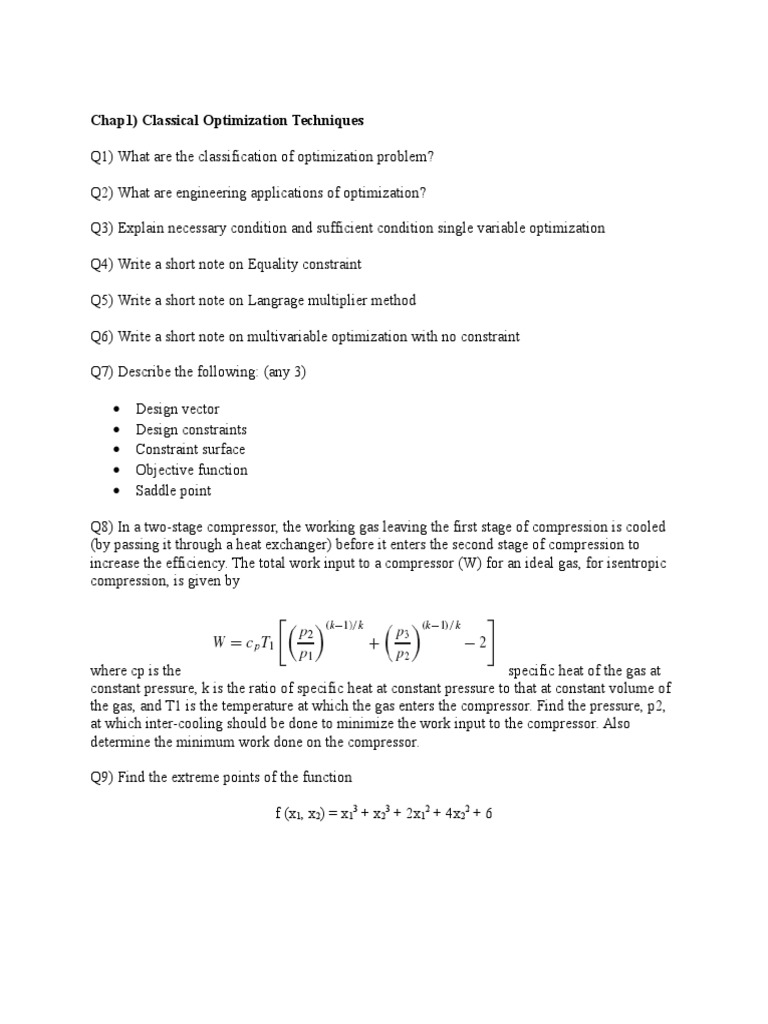 Chap1) Classical Optimization Techniques | PDF