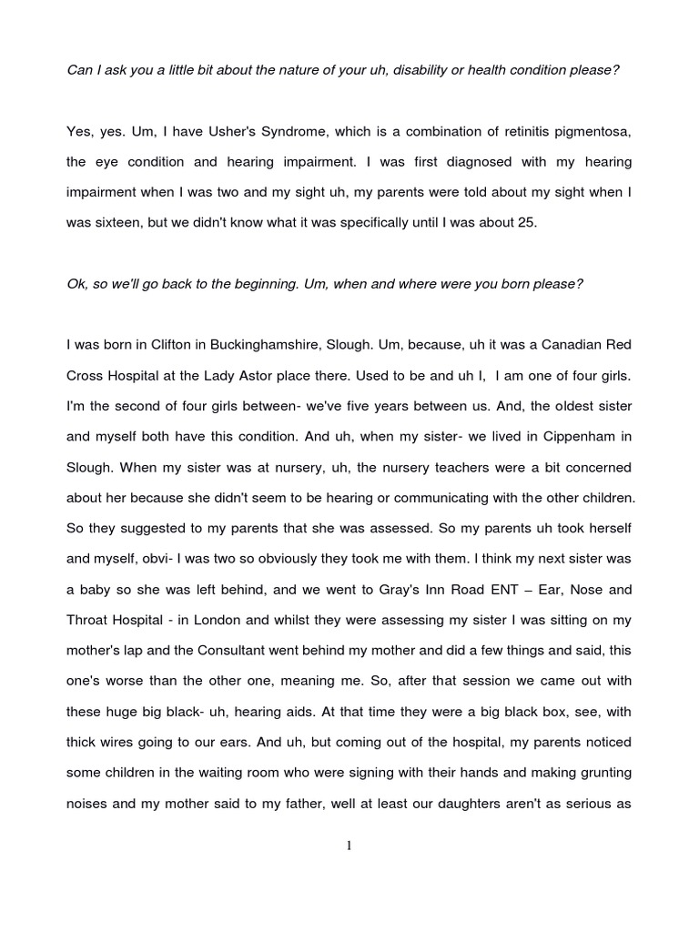 Pauline Brown | PDF | Visual Impairment | Hearing Loss