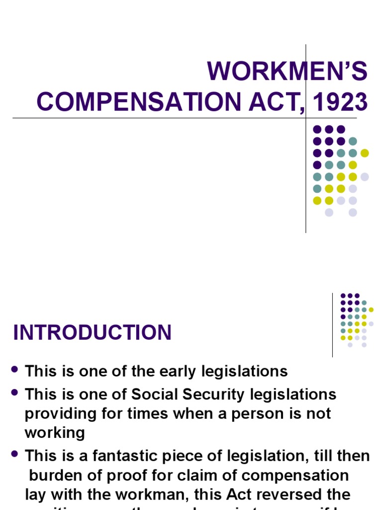 Workmen S Compensation Act 1923 | PDF