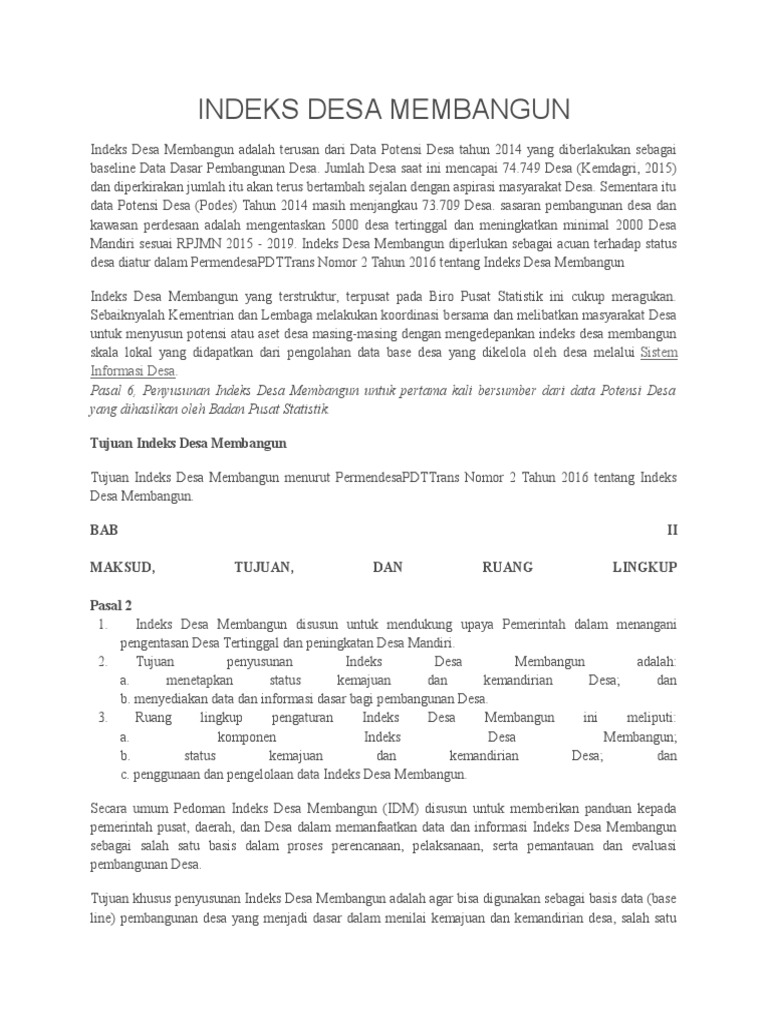 Indeks Desa Membangun | PDF
