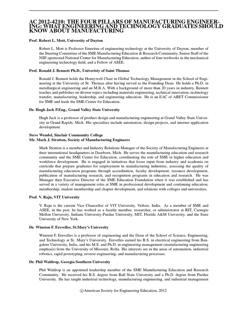 ASEE 2012 Conference Paper Four Pillars Final | PDF | Engineering ...