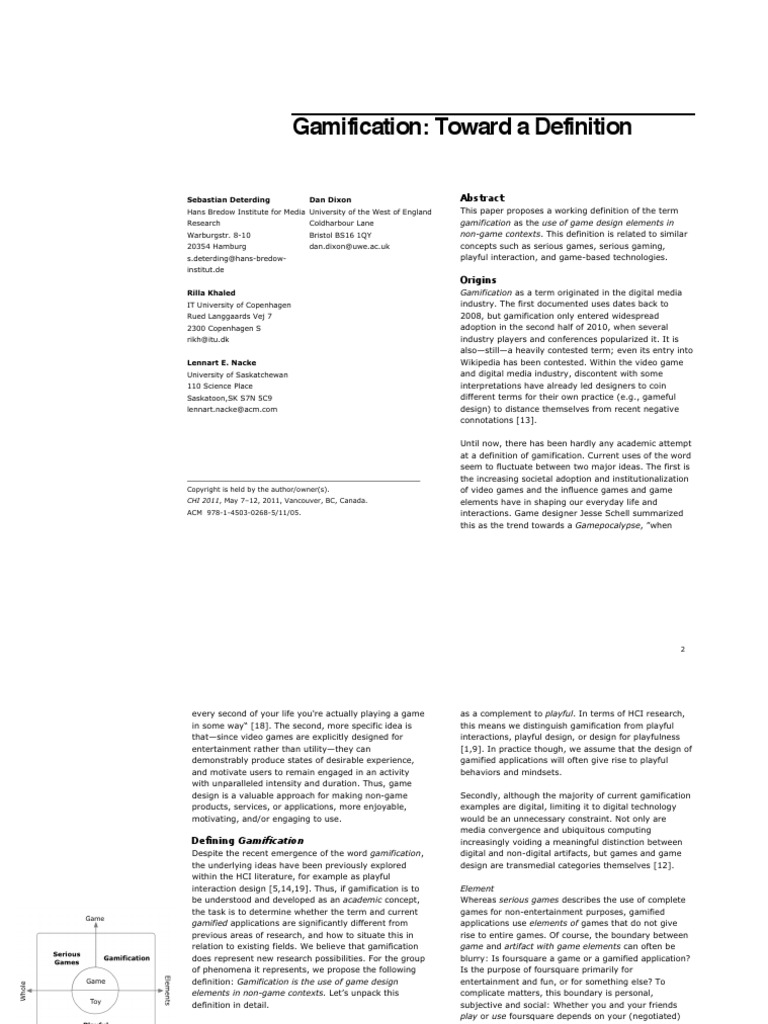 Gamification: Toward A Definition: Sebastian Deterding Dan Dixon | PDF ...