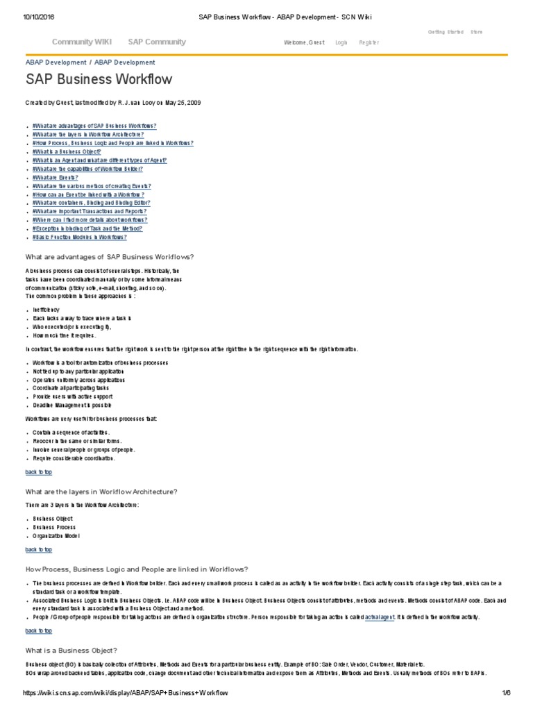 SAP Business Workflow - ABAP Development - SCN Wiki | PDF | Business Process | Object (Computer ...