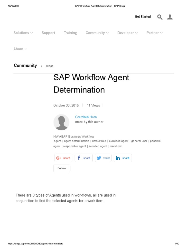 SAP Workflow Agent Determination - SAP Blogs | PDF | Workflow | Definition