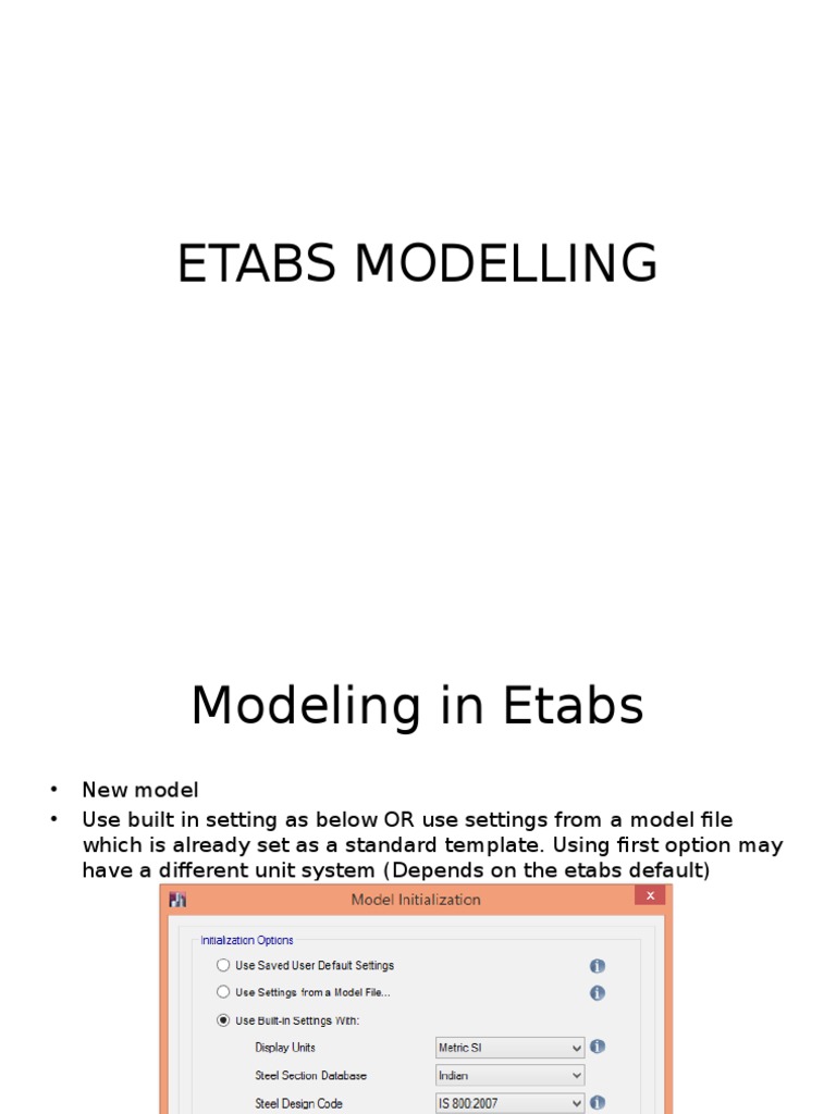 Etabs Modelling Procedure | PDF | Beam (Structure) | Column