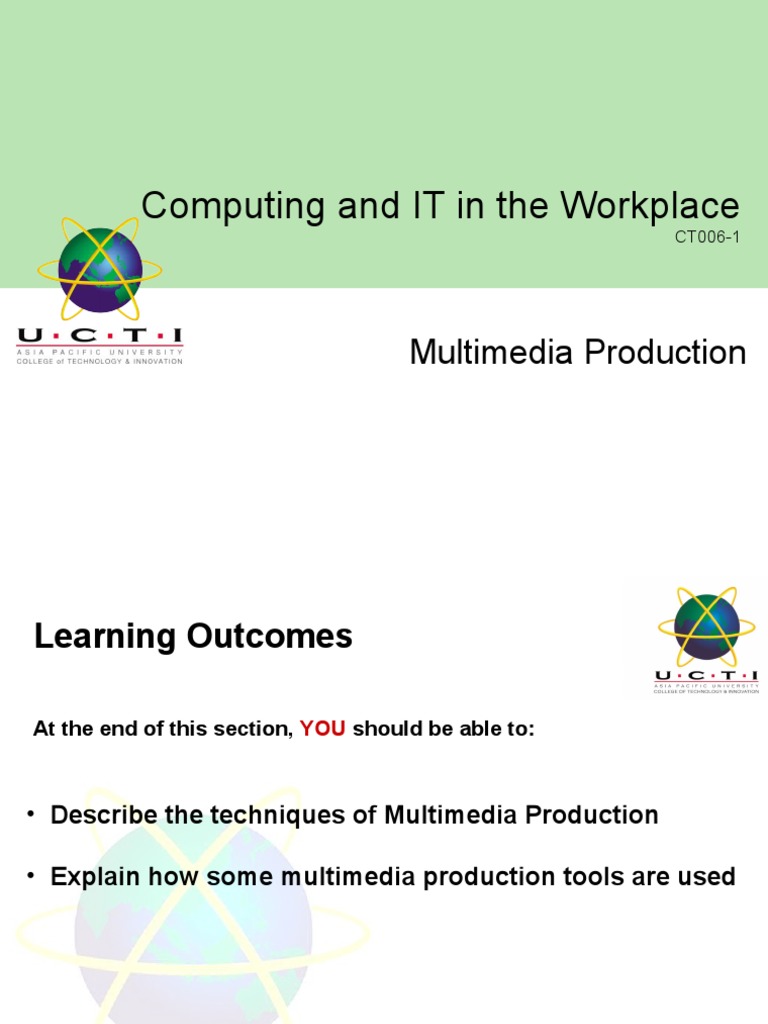 Computing and IT in The Workplace: Multimedia Production | PDF ...