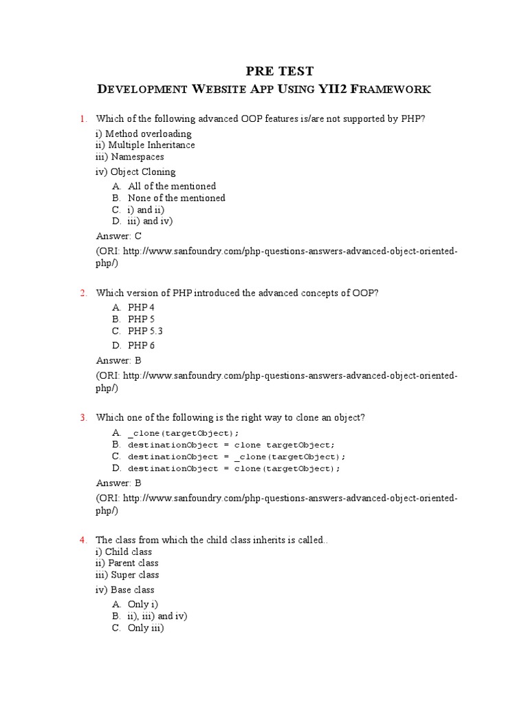 Soal Yii2 201016 Pre Pdf Class Computer Programming Inheritance Object Oriented