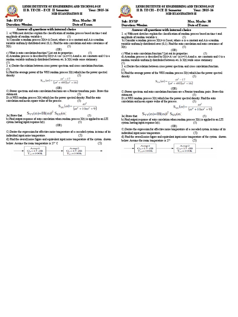 RVSP | PDF | Spectral Density | Autocorrelation