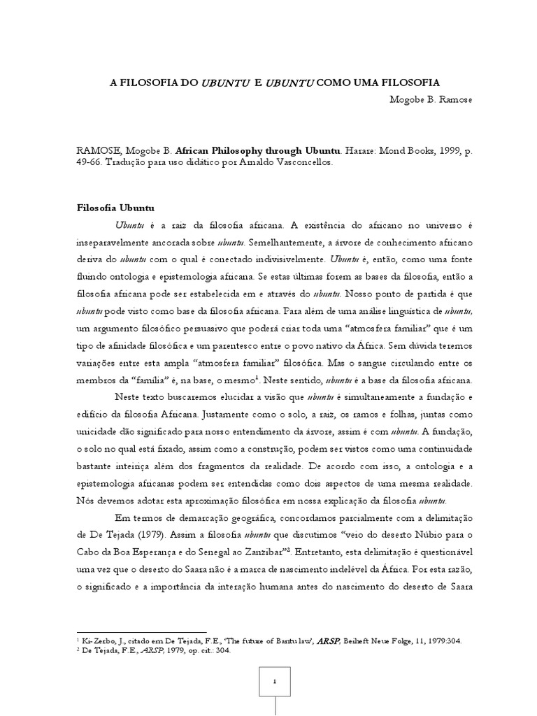 Filosofia Ubuntu: Essência Africana | PDF | Tempo | Ideia