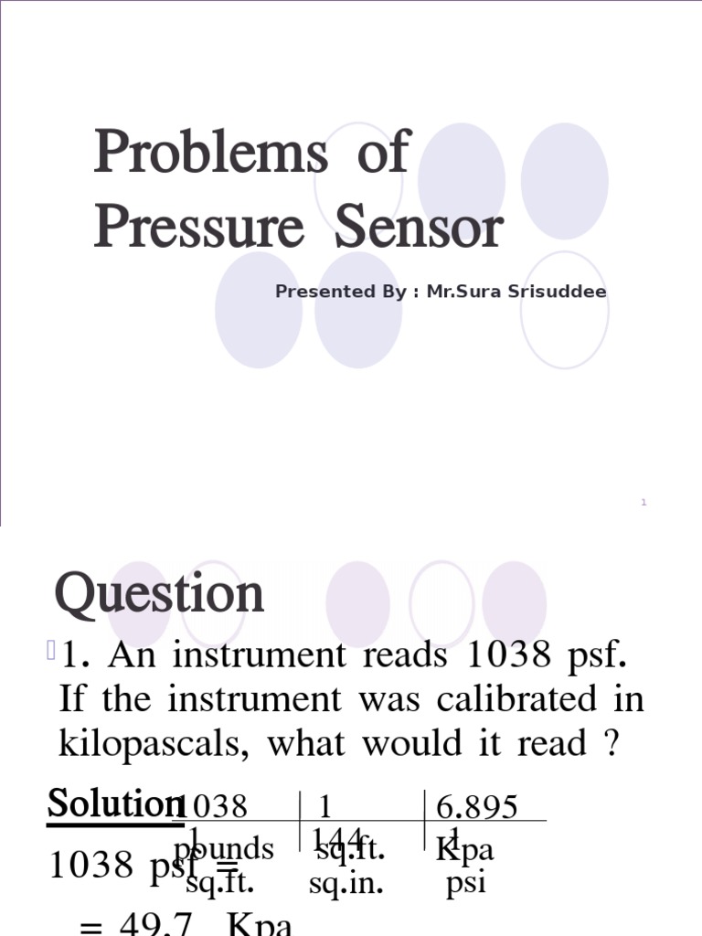 Problems of Pressure Sensor | PDF | Pressure | Continuum Mechanics