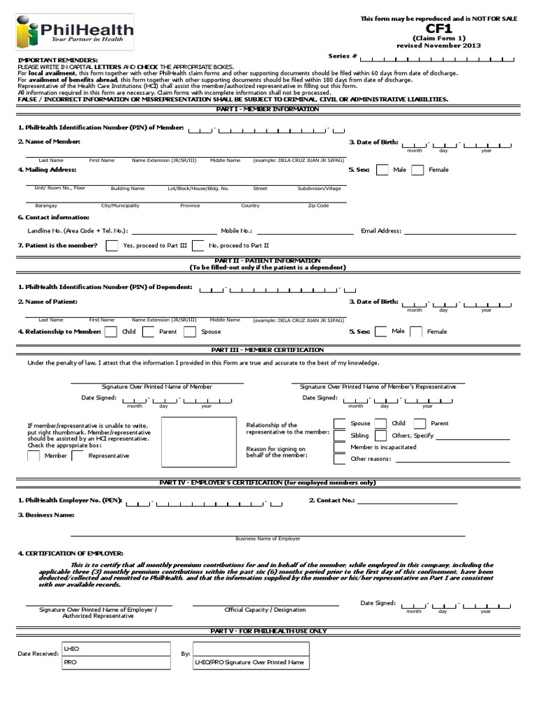PhilHealth ClaimForm1 PDF | PDF | Government | Social Institutions