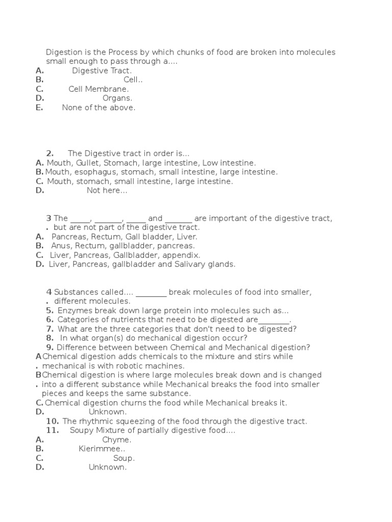Digestive System Qs | PDF | Human Digestive System | Digestion