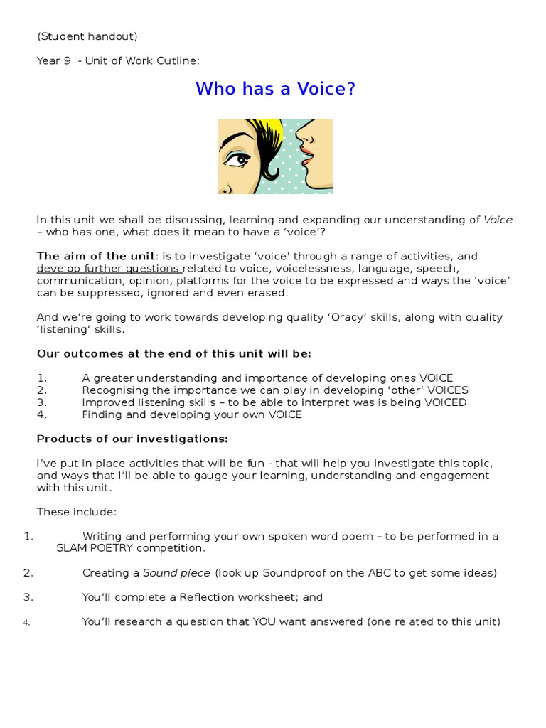 Student Handout - Who Has A Voice? | PDF