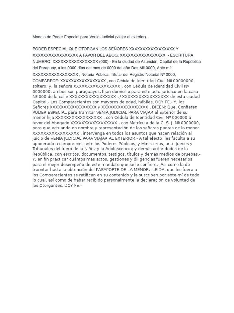 Modelo de Poder Especial para Venia Judicial | PDF | Derecho