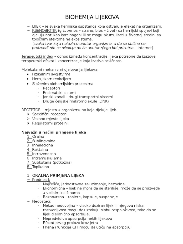 Skripta - Biohemija Lijekova | PDF