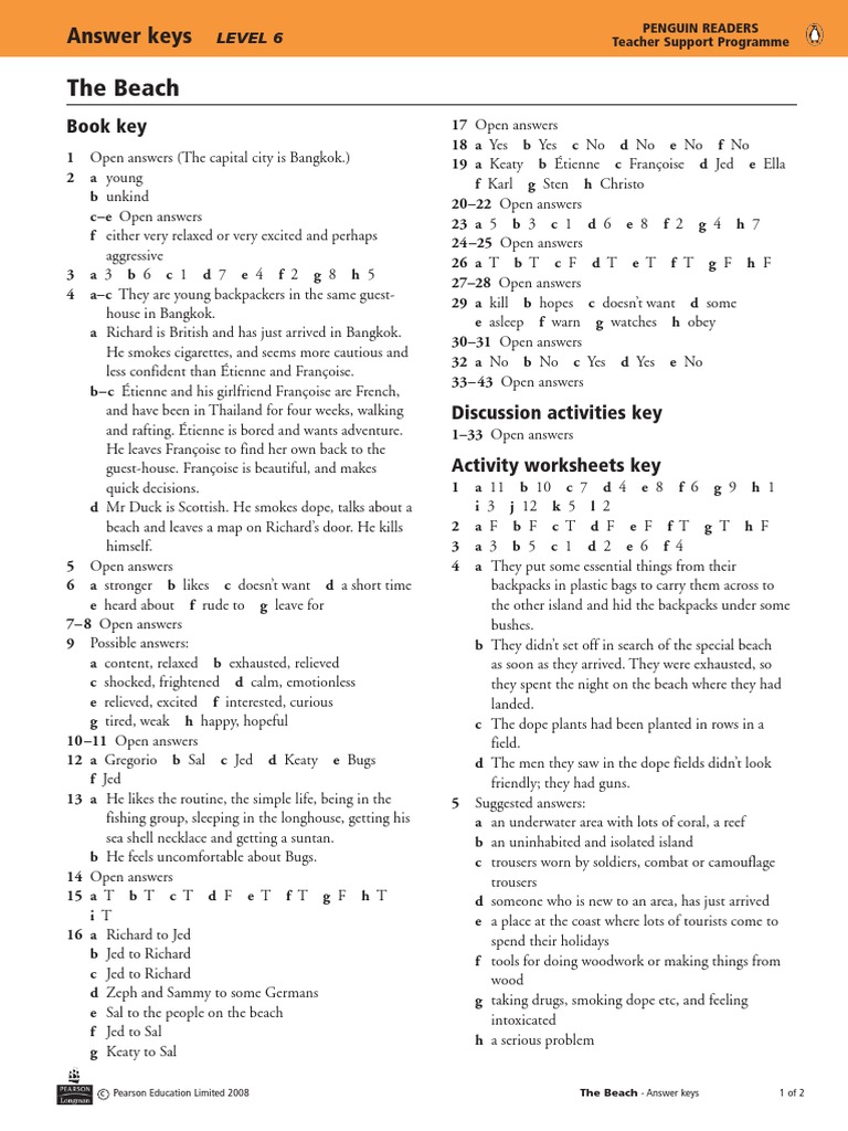 The Beach: Answer Keys | PDF | Violence