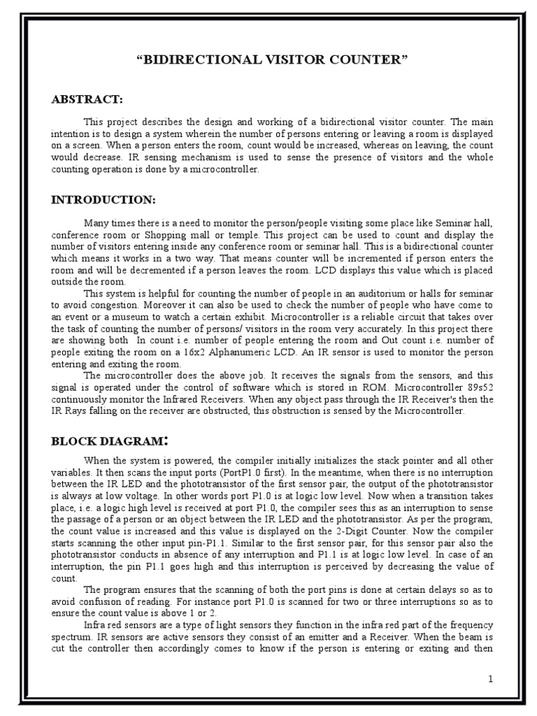 Bidirectional Visitor Counter System | PDF | Infrared | Electronic Circuits