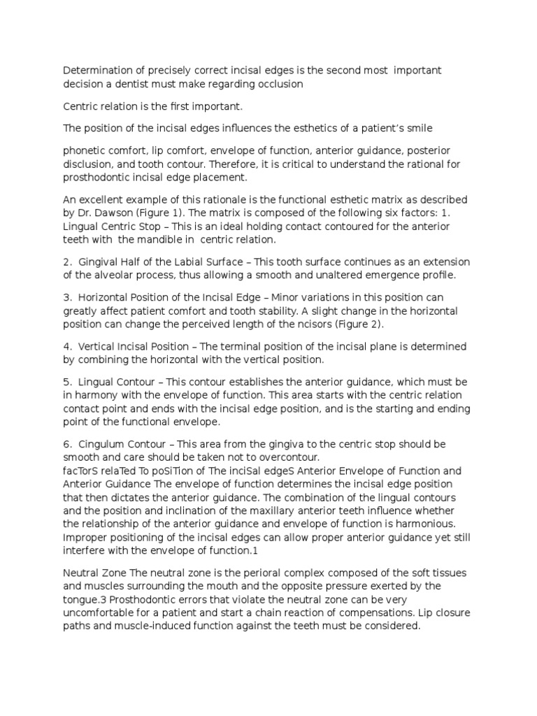 Determining the Optimal Horizontal and Vertical Position of Incisal ...