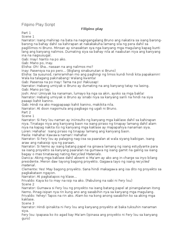 Filipino Play Script | PDF